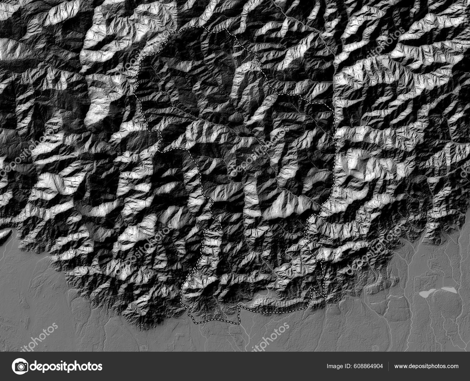 Dagana District Bhutan Bilevel Elevation Map Lakes Rivers — Stock Photo ...