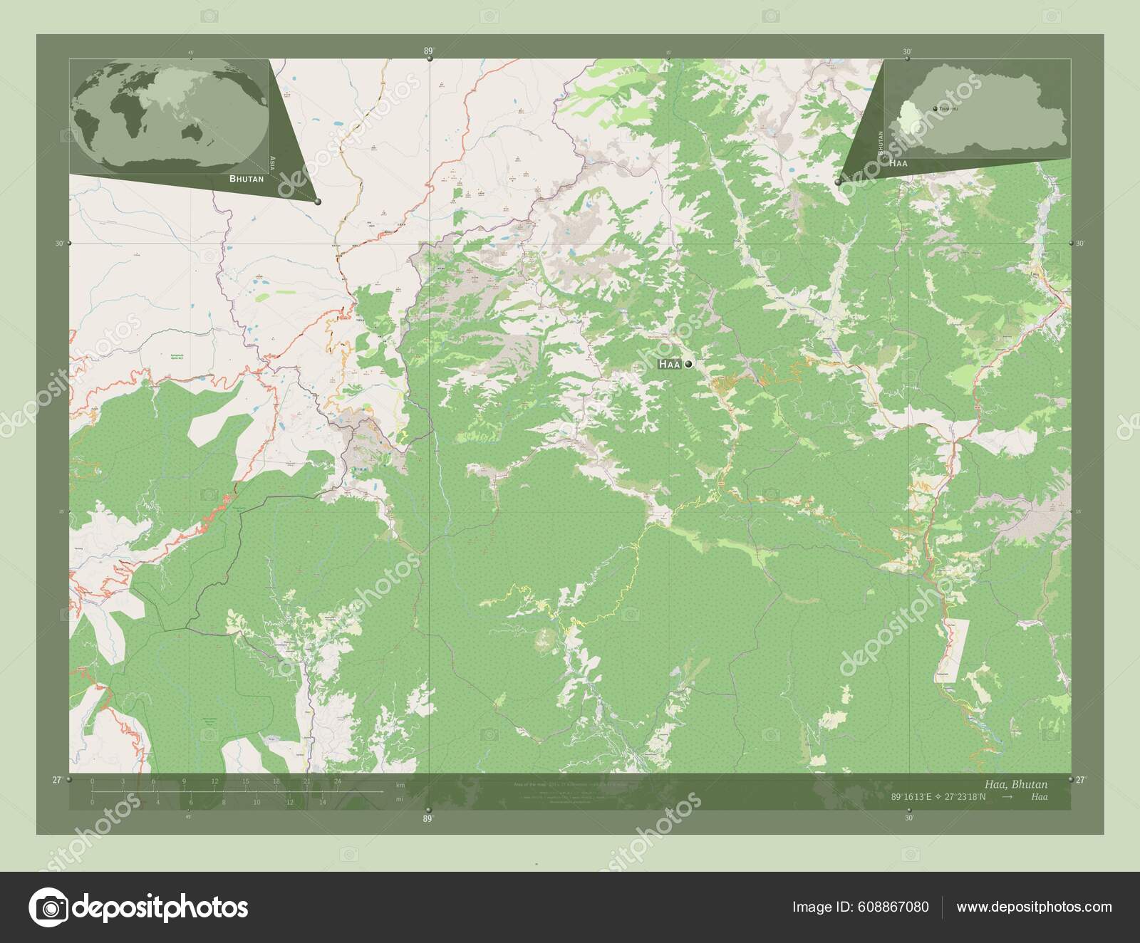 Haa Distrito Bután Open Street Map Ubicaciones Nombres Las Principales ...