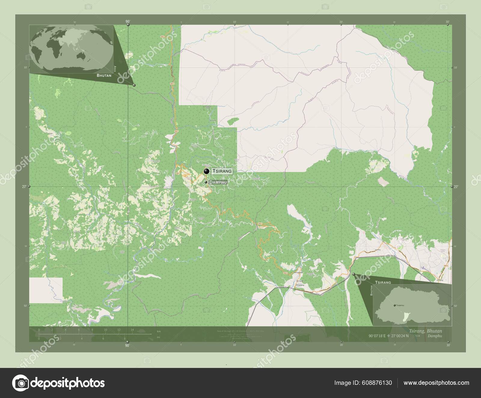 Tsirang District Bhutan Open Street Map Locations Names Major Cities ...