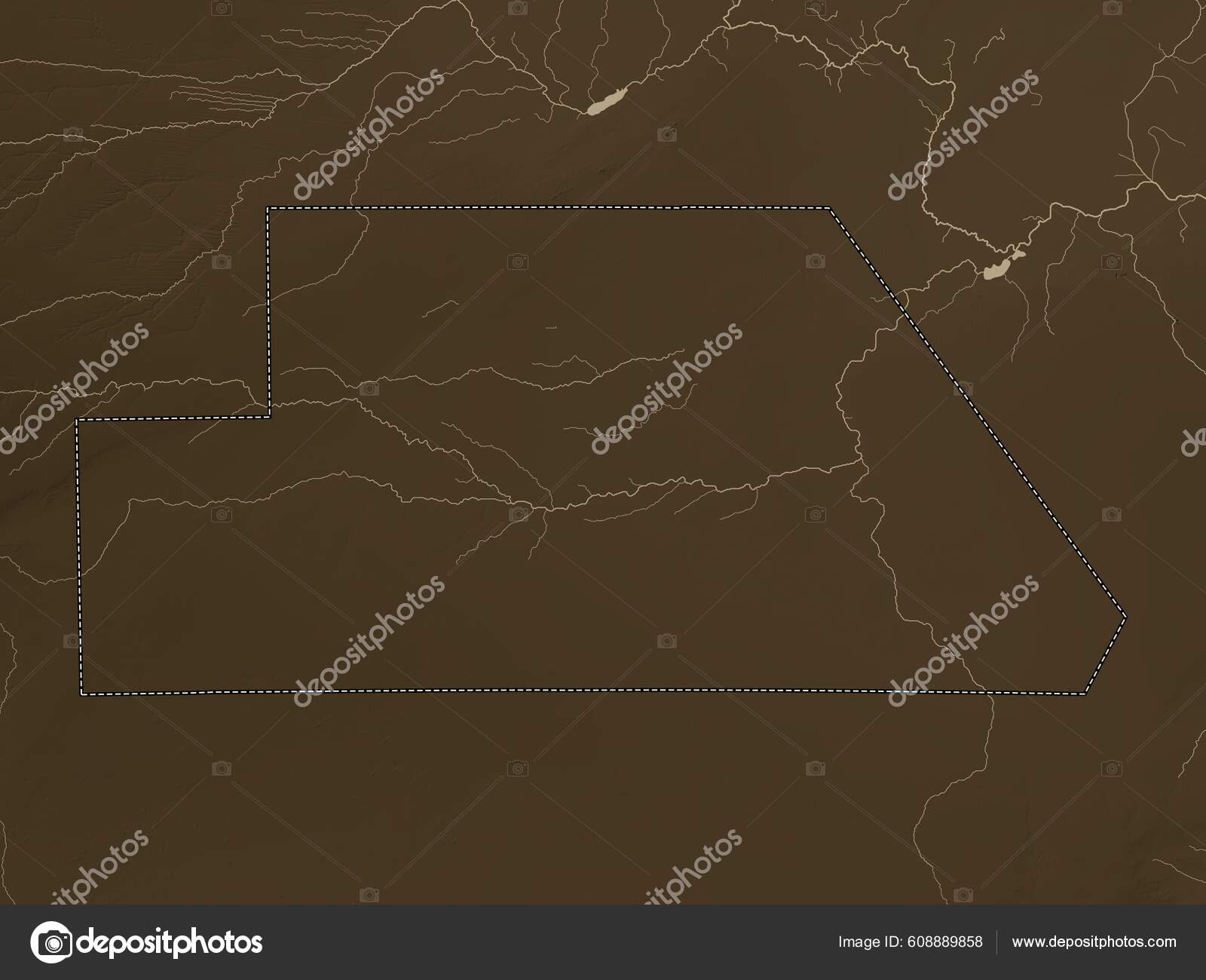Ghanzi District Botswana Elevation Map Colored Sepia Tones Lakes Rivers ...