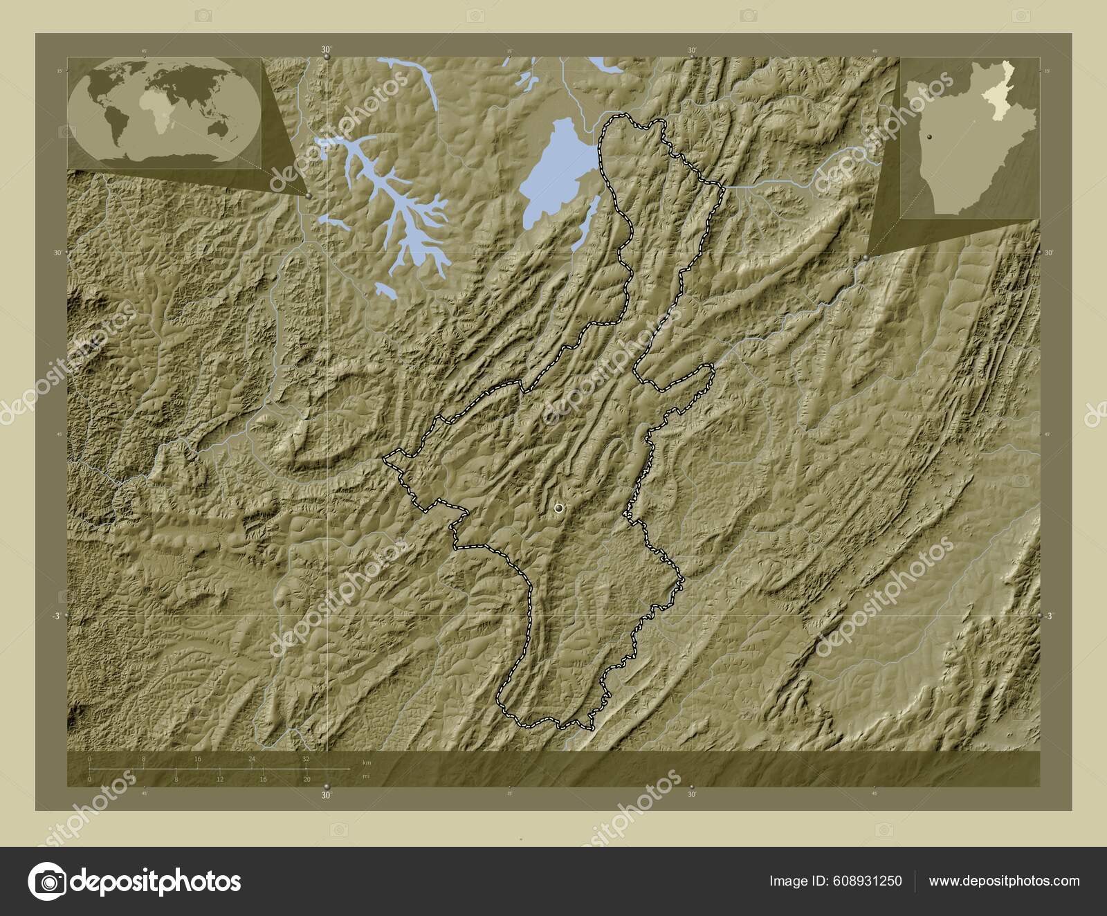 Muyinga Province Burundi Elevation Map Colored Wiki Style Lakes Rivers ...