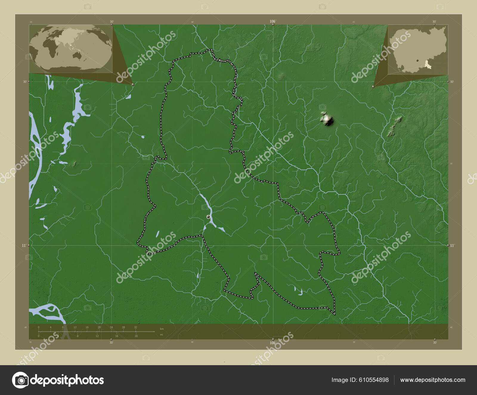 Svay Rieng Province Cambodia Elevation Map Colored Wiki Style Lakes ...