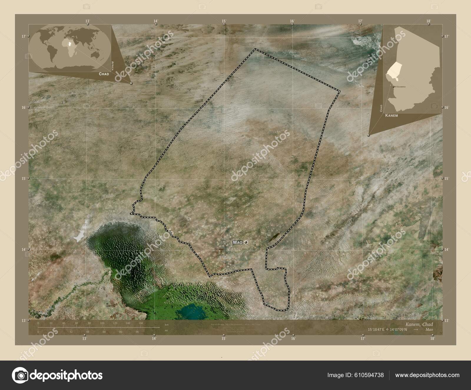 Kanem Region Chad High Resolution Satellite Map Locations Names Major Stock Photo by ©Yarr65 ...