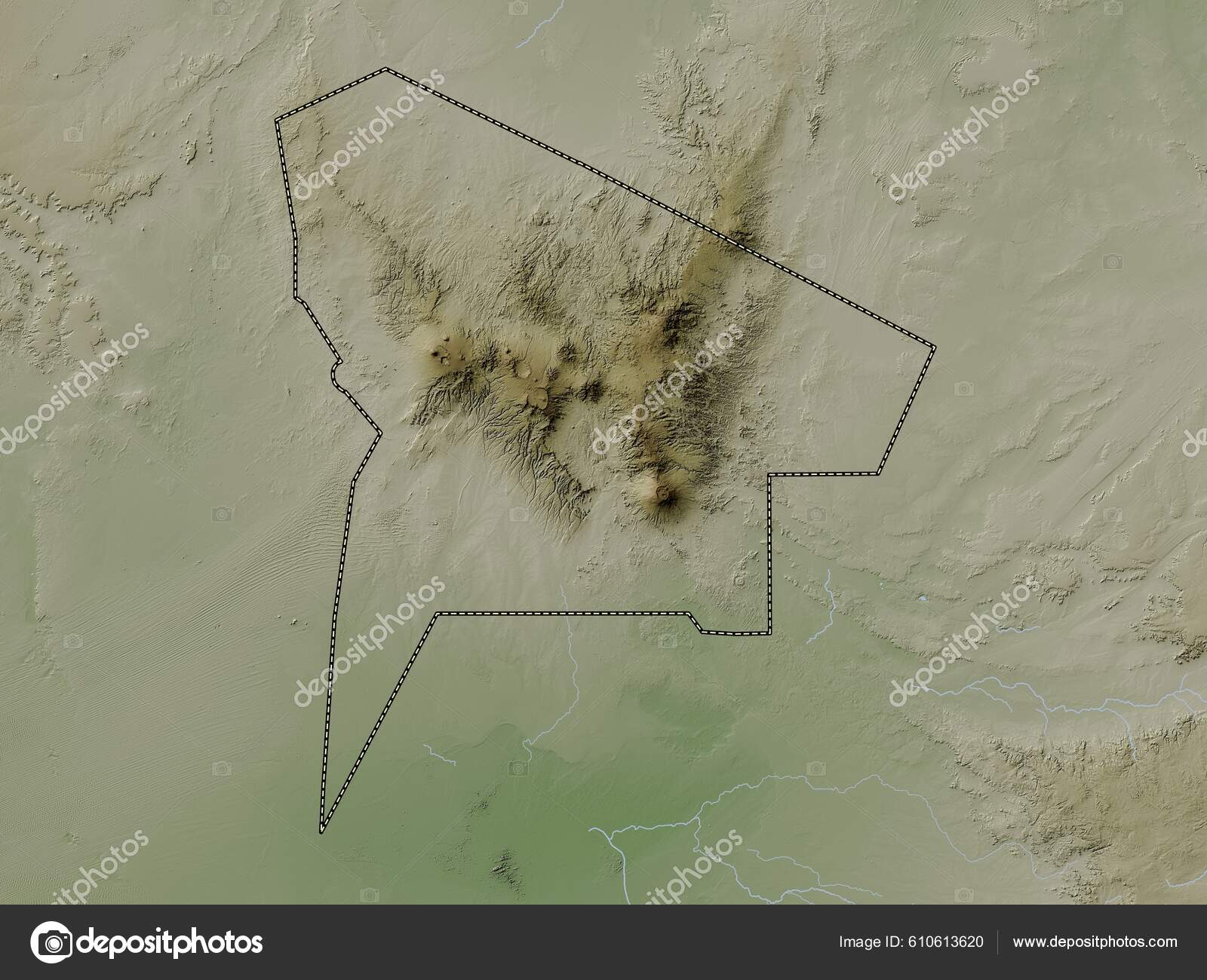 Tibesti Region Chad Elevation Map Colored Wiki Style Lakes Rivers ...