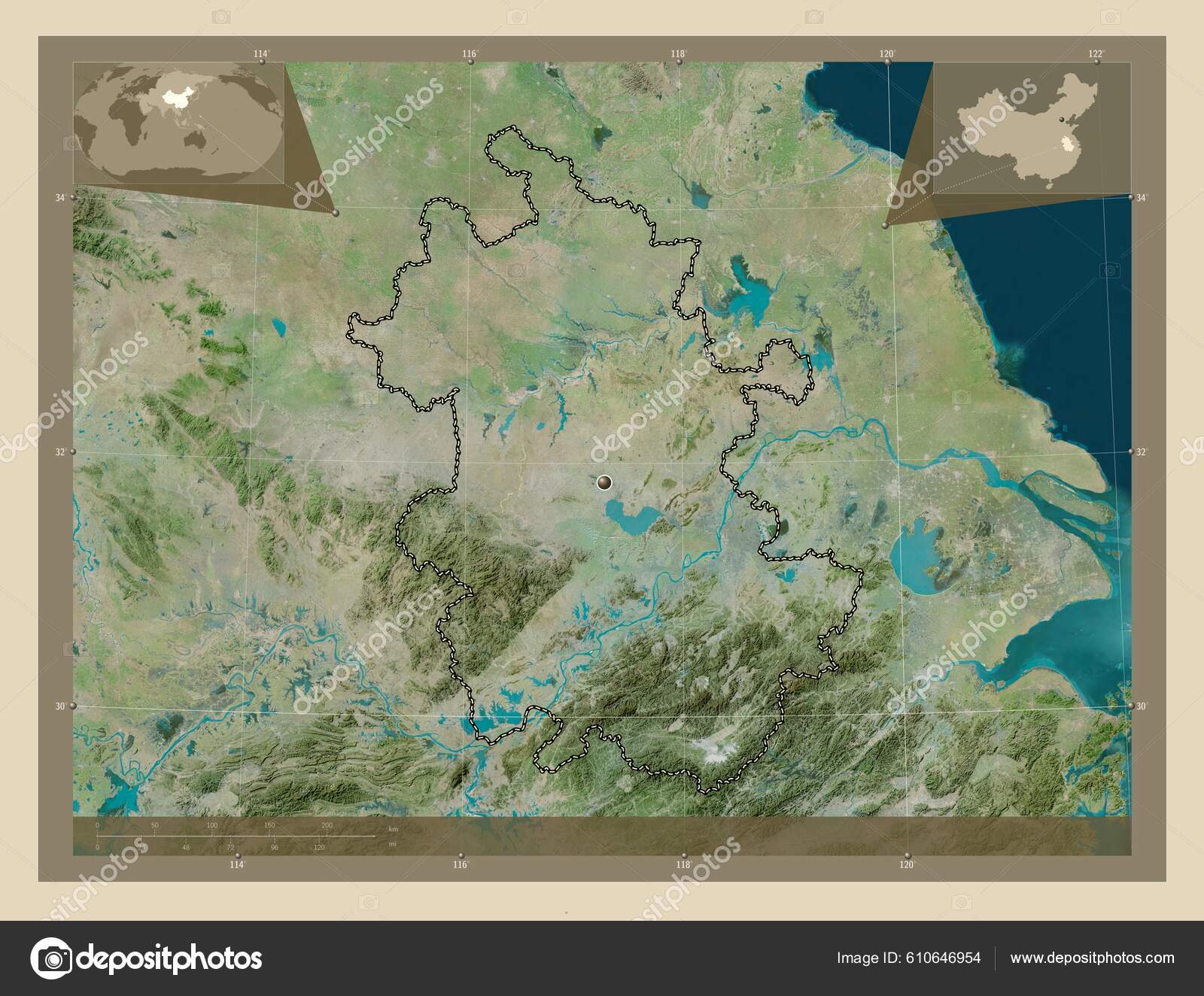 Anhui Province China High Resolution Satellite Map Corner Auxiliary ...