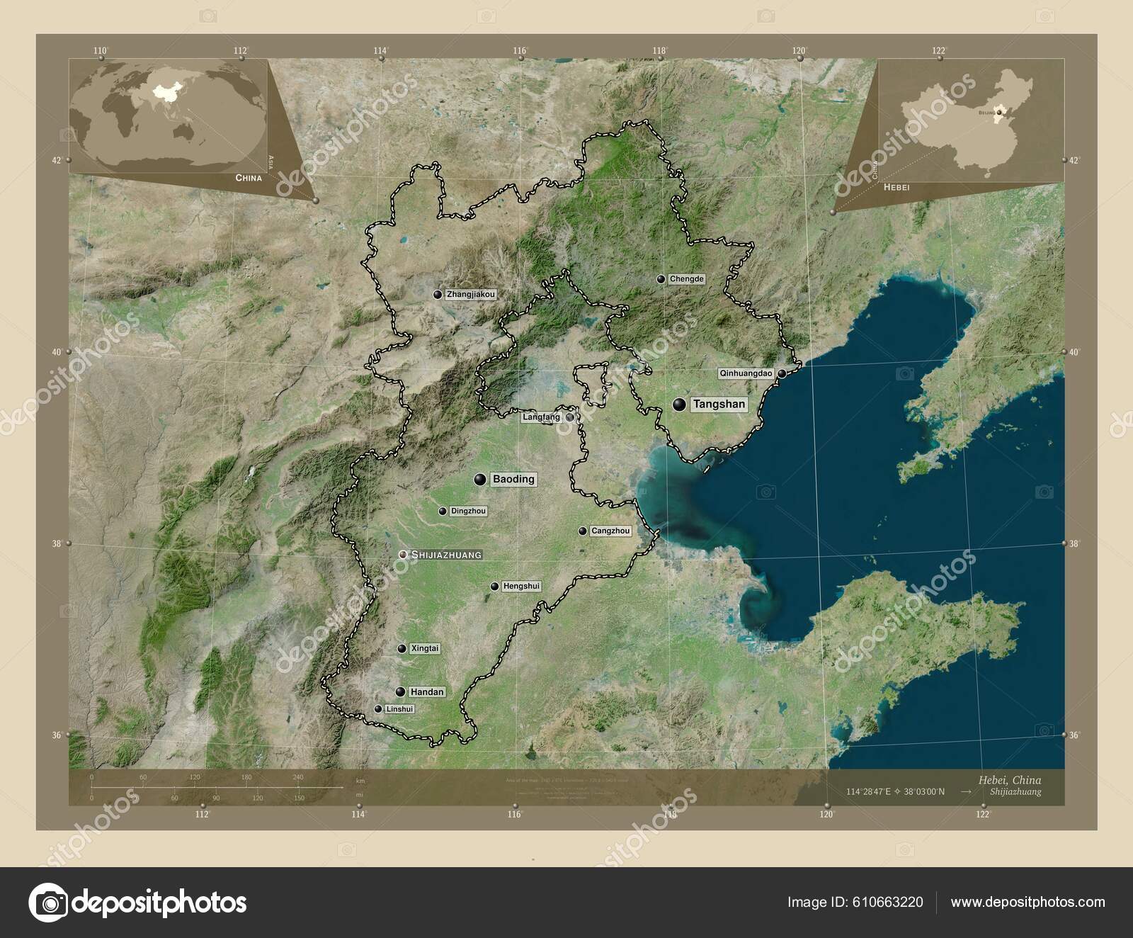 Hebei Province China High Resolution Satellite Map Locations Names ...