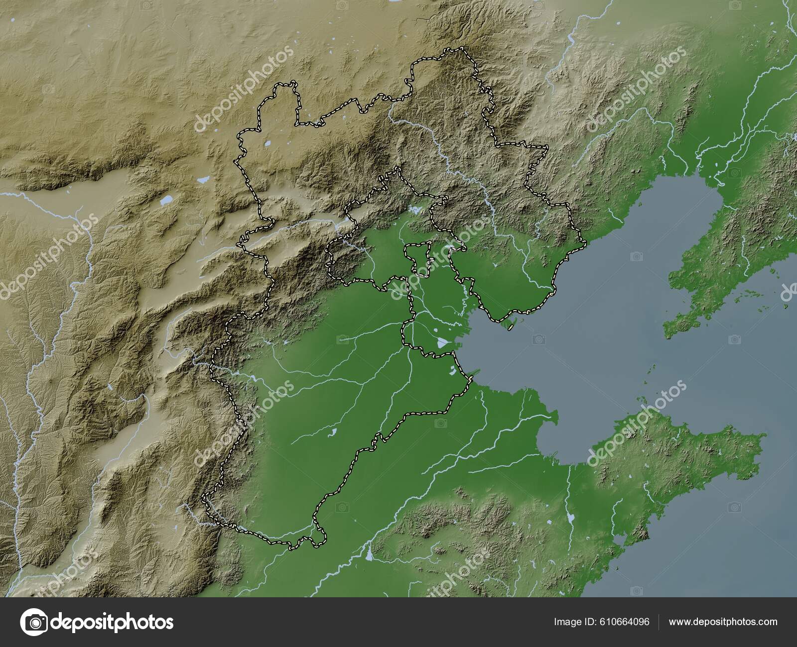 Hebei Province China Elevation Map Colored Wiki Style Lakes Rivers ...