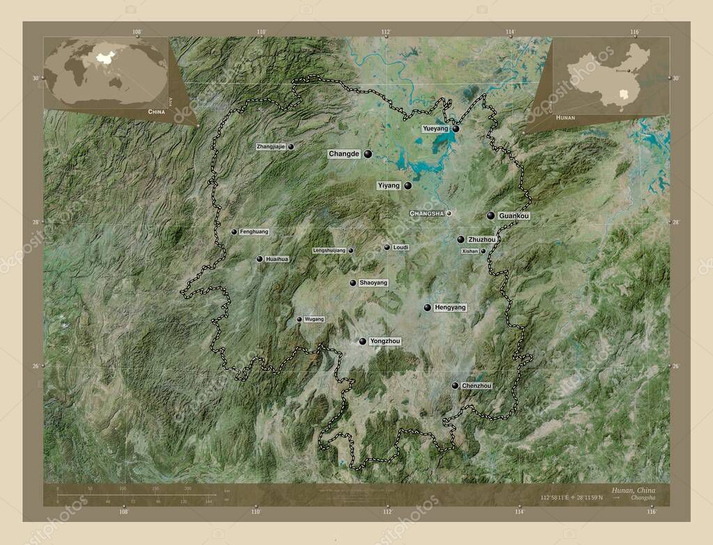 Hunan, provincia de China. Mapa satelital de alta resolución ...