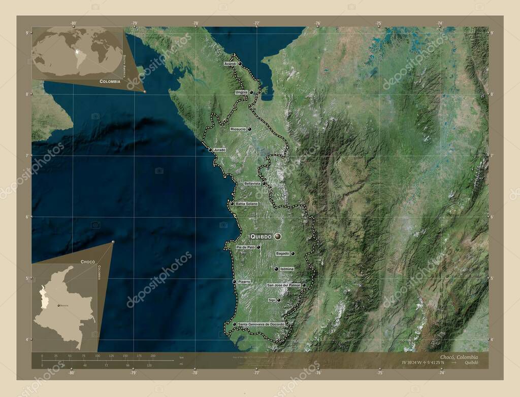 Choco, departamento de Colombia. Mapa satelital de alta resolución ...
