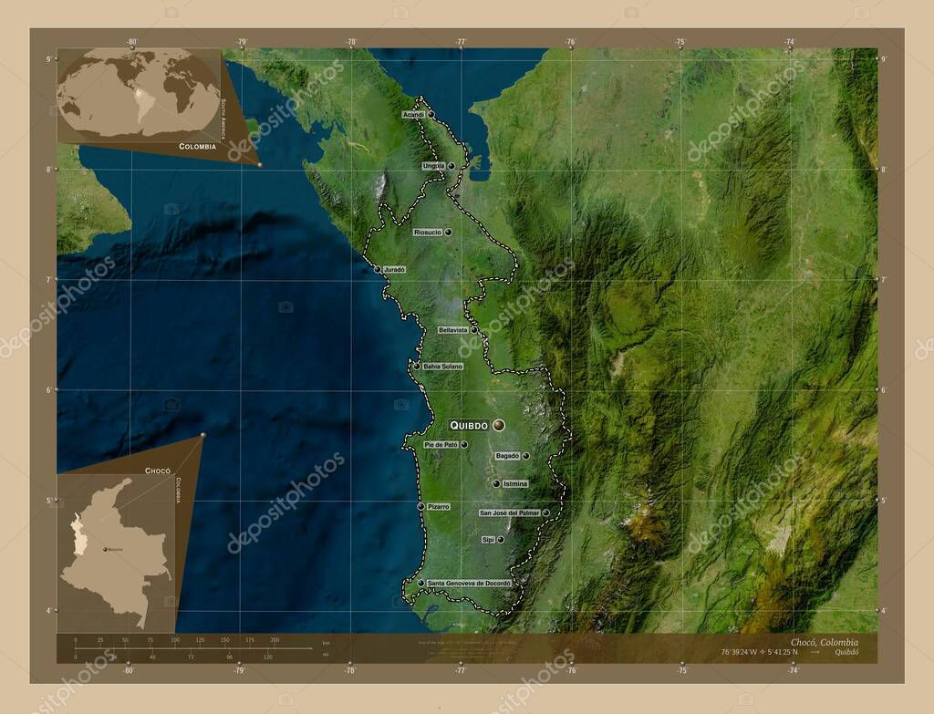 Choco, departamento de Colombia. Mapa satelital de baja resolución ...