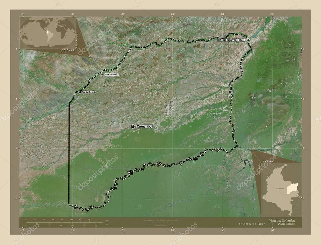 Vichada, comisaria de Colombia. Mapa satelital de alta resolución ...