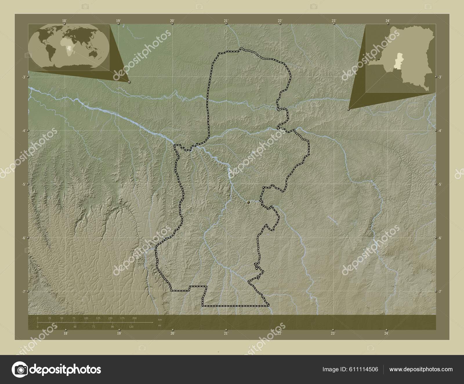 Kasai Province Democratic Republic Congo Elevation Map Colored Wiki ...