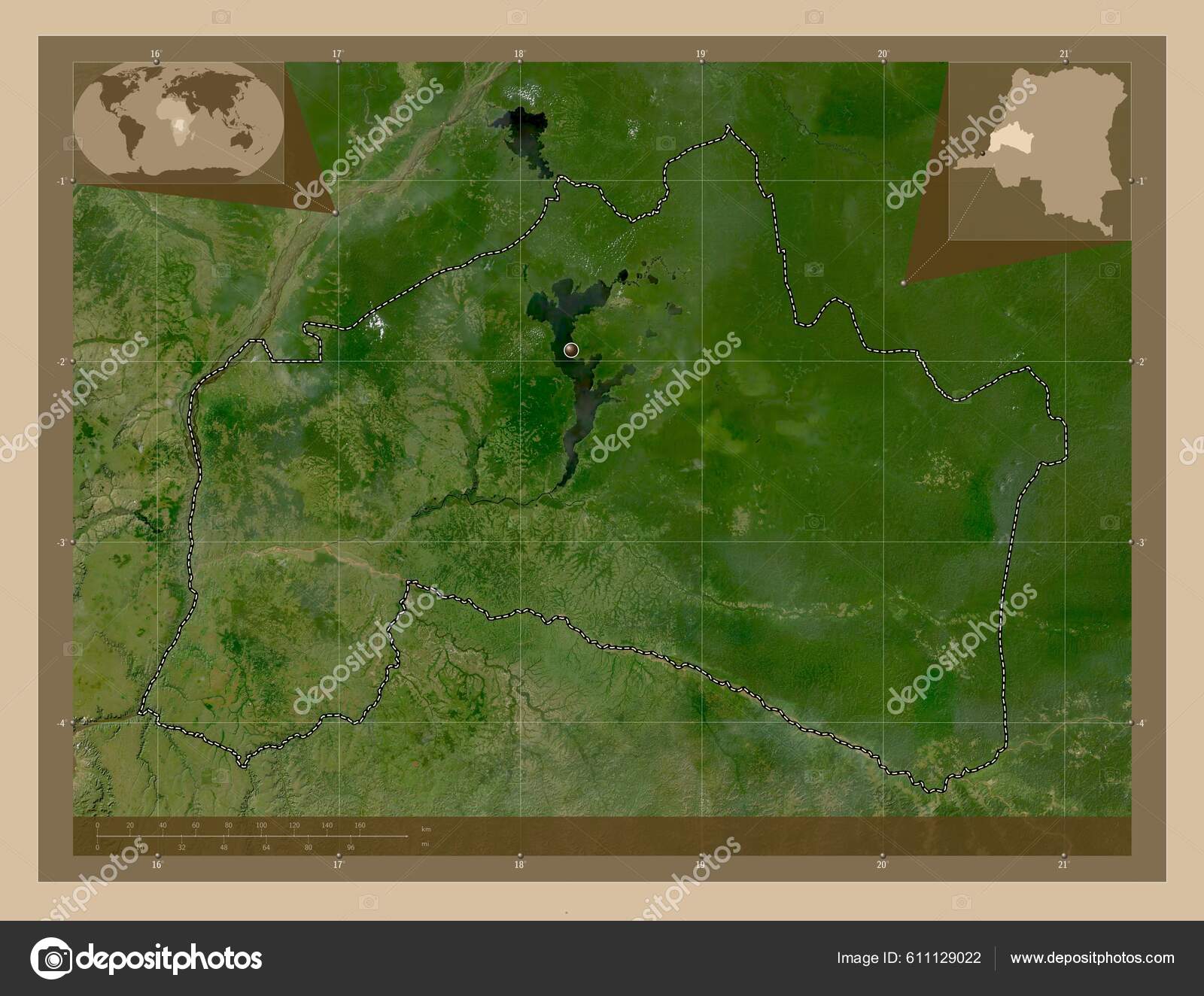 Mai Ndombe Provincie Demokratická Republika Kongo Satelitní Mapa Nízkým ...