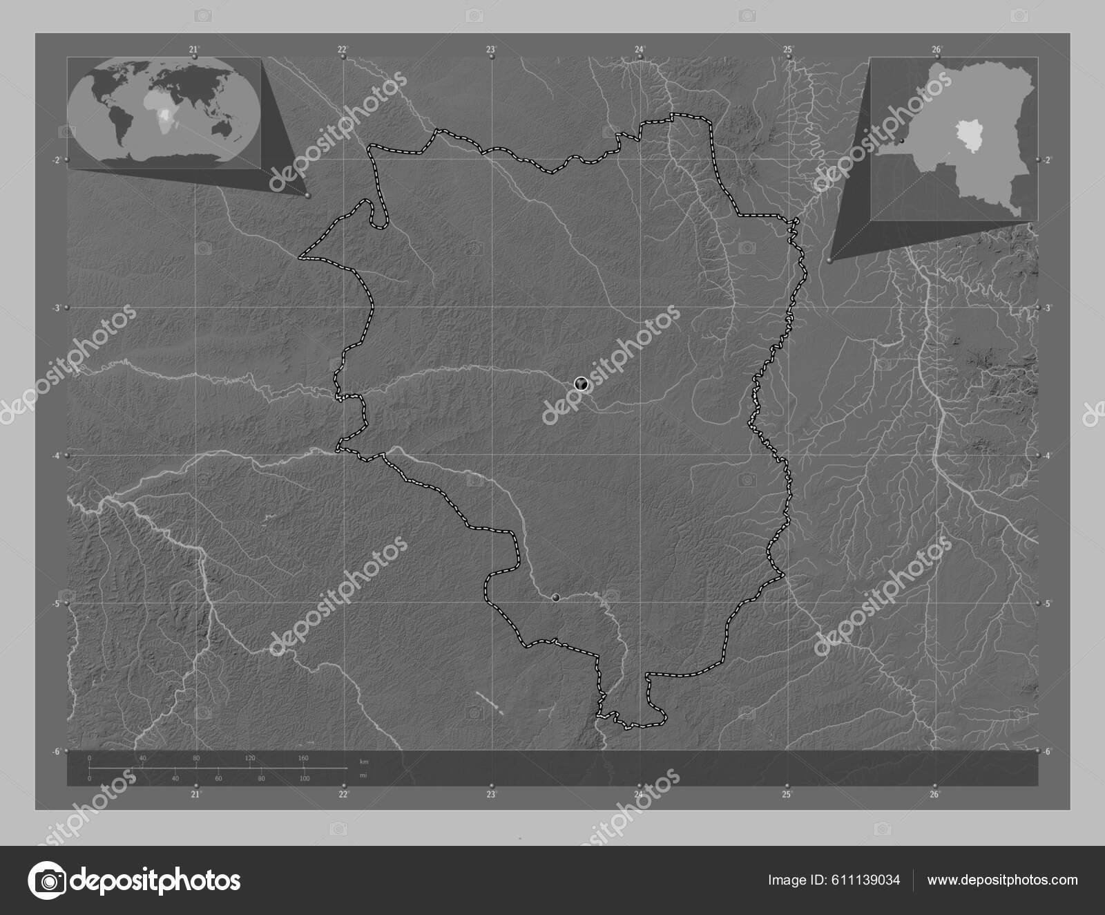 Sankuru Province Democratic Republic Congo Grayscale Elevation Map ...