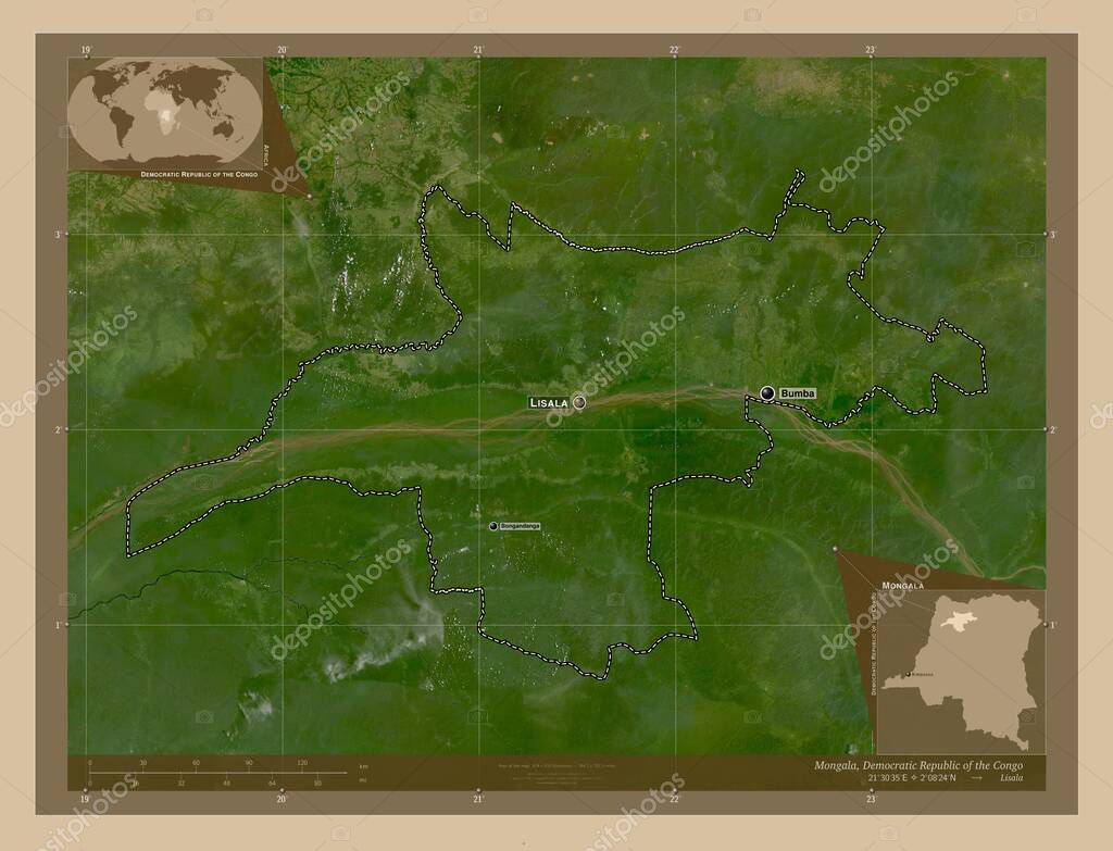Mongala, provincia de República Democrática del Congo. Mapa satelital ...