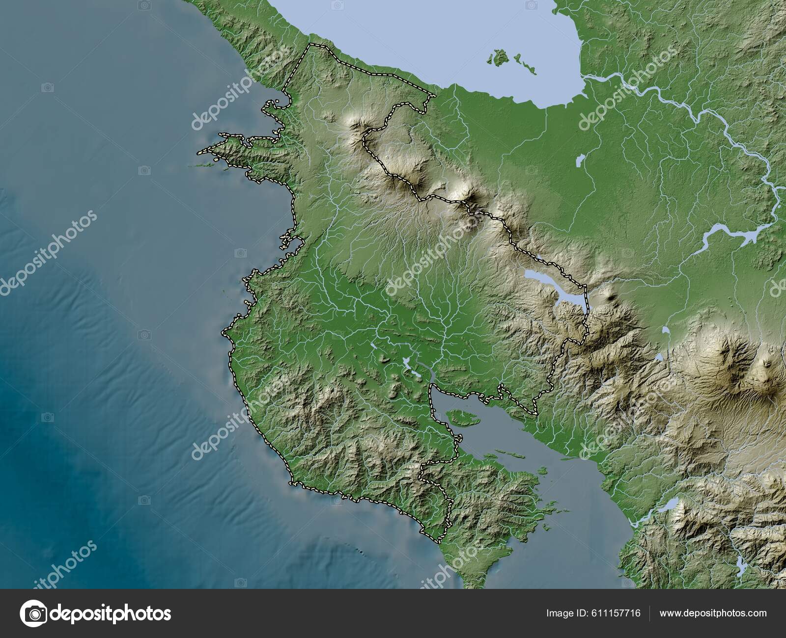Costa Rica Physical Map With Rivers