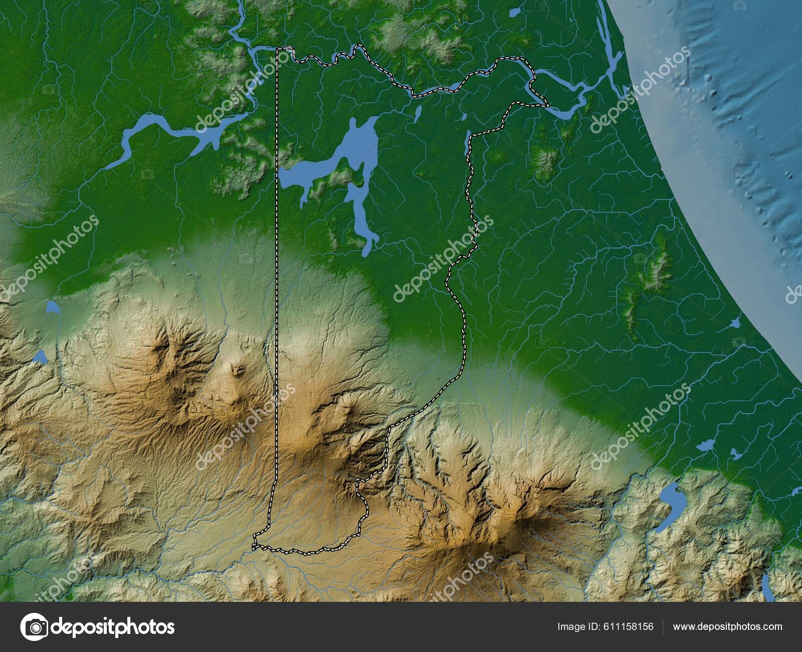 Heredia Province Costa Rica Colored Elevation Map Lakes Rivers — Stock ...