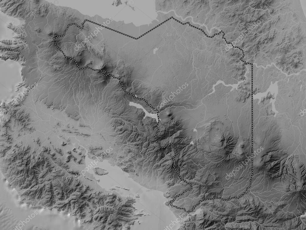 Alajuela, provincia de Costa Rica. Mapa de elevación a escala de grises ...