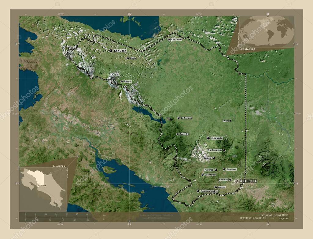 Alajuela, provincia de Costa Rica. Mapa satelital de alta resolución ...