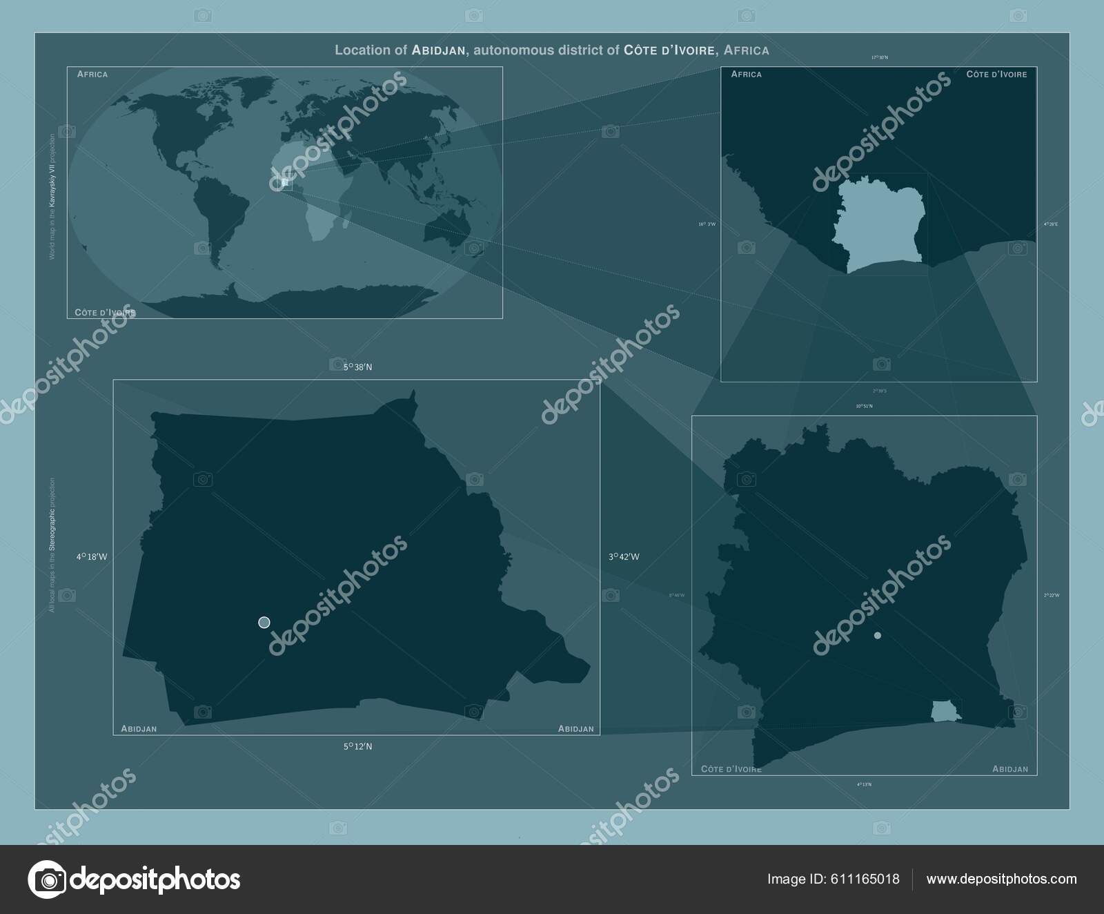 Abidjan Autonomous District Cote D'ivoire Diagram Showing Location ...