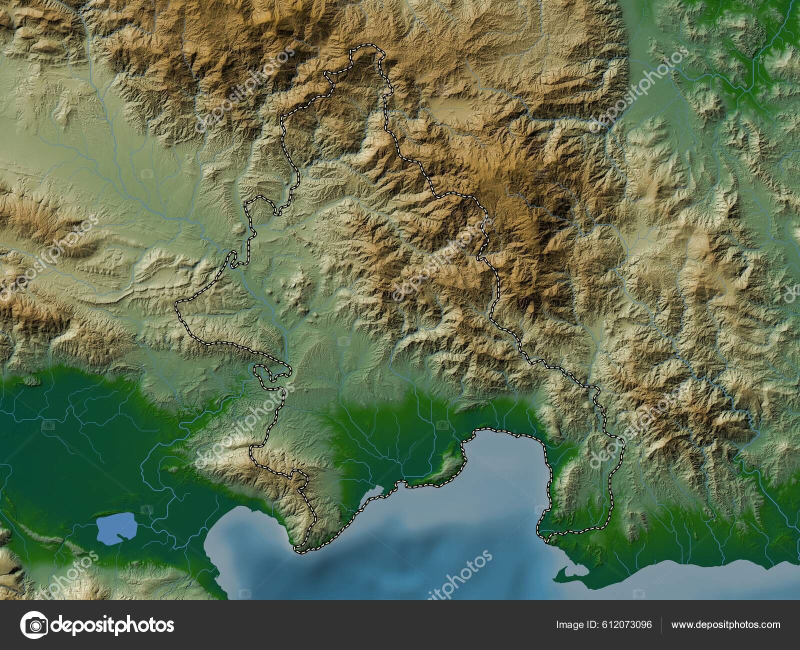 Azua Province Dominican Republic Colored Elevation Map Lakes Rivers ...