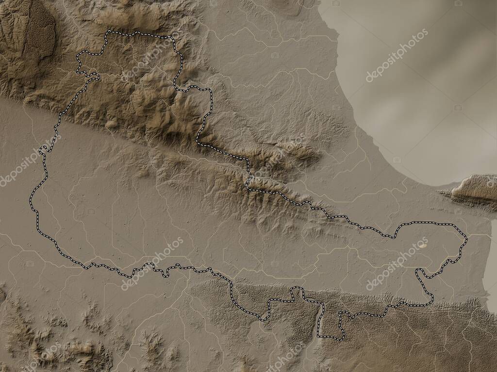 Duarte, provincia de República Dominicana. Mapa de elevación coloreado ...
