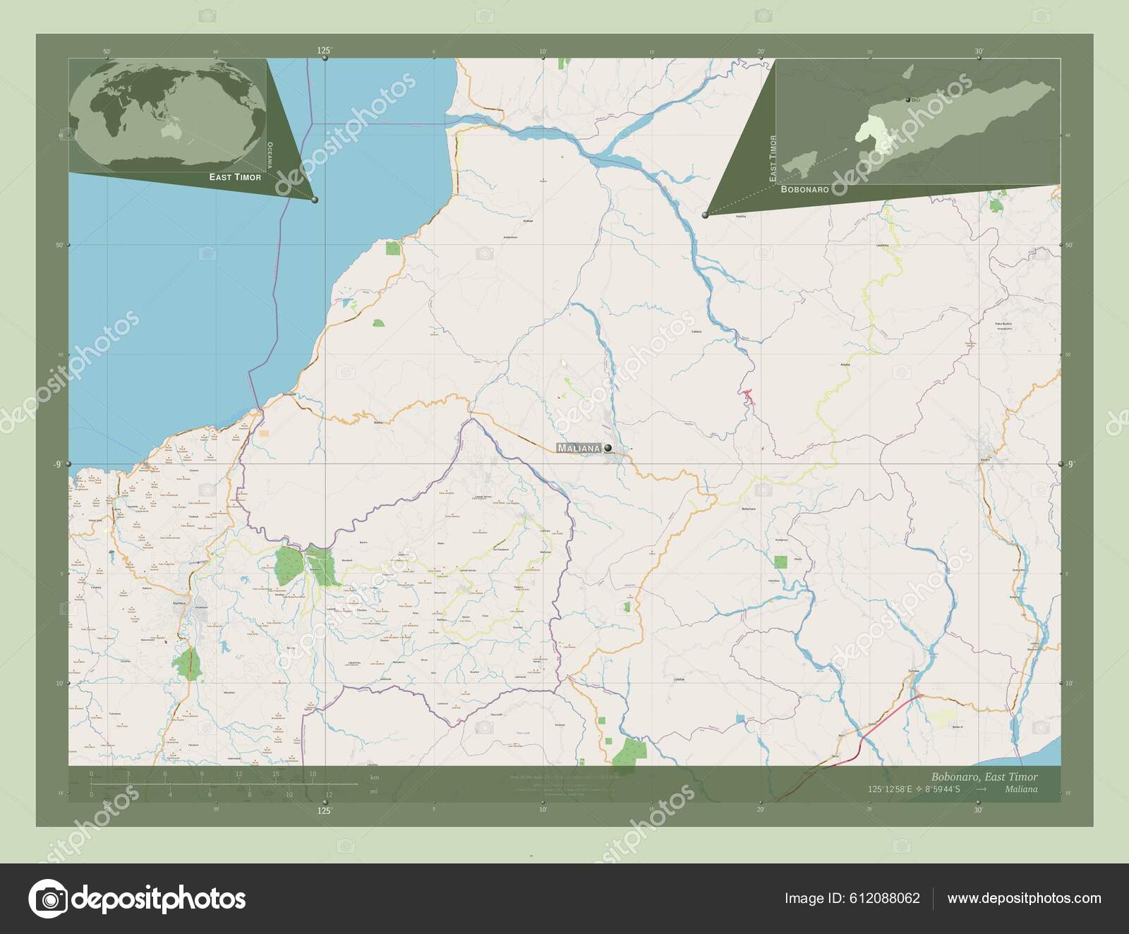 Bobonaro Municipality East Timor Open Street Map Locations Names Major ...