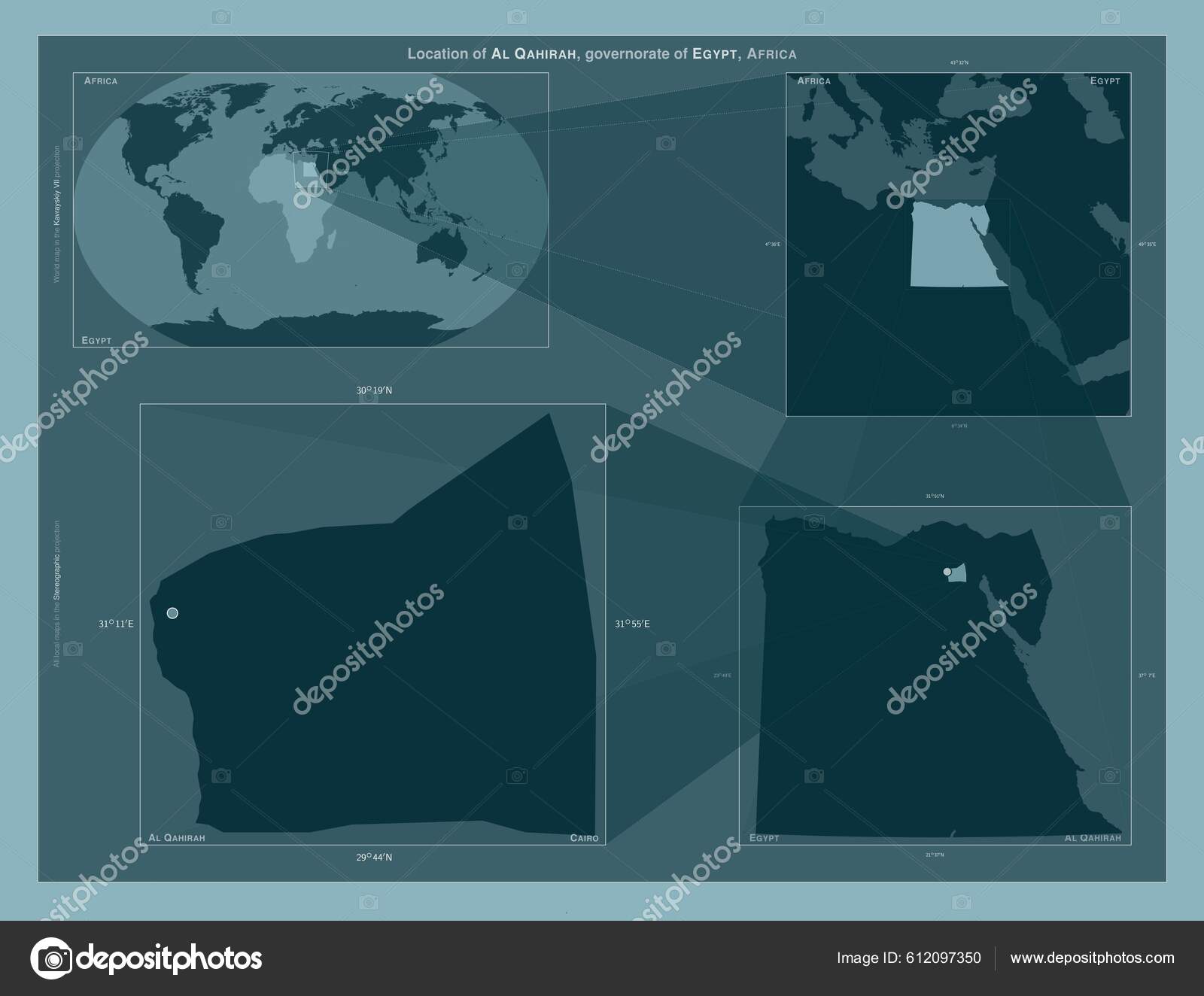 Qahirah Governorate Egypt Diagram Showing Location Region Larger Scale ...