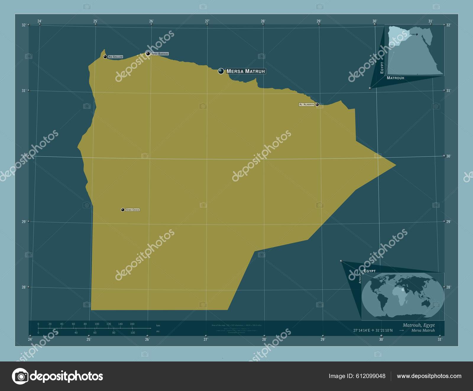 Matrouh Governorate Egypt Solid Color Shape Locations Names Major ...