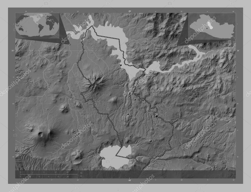 Cuscatlán, departamento de El Salvador. Mapa de elevación a escala de ...