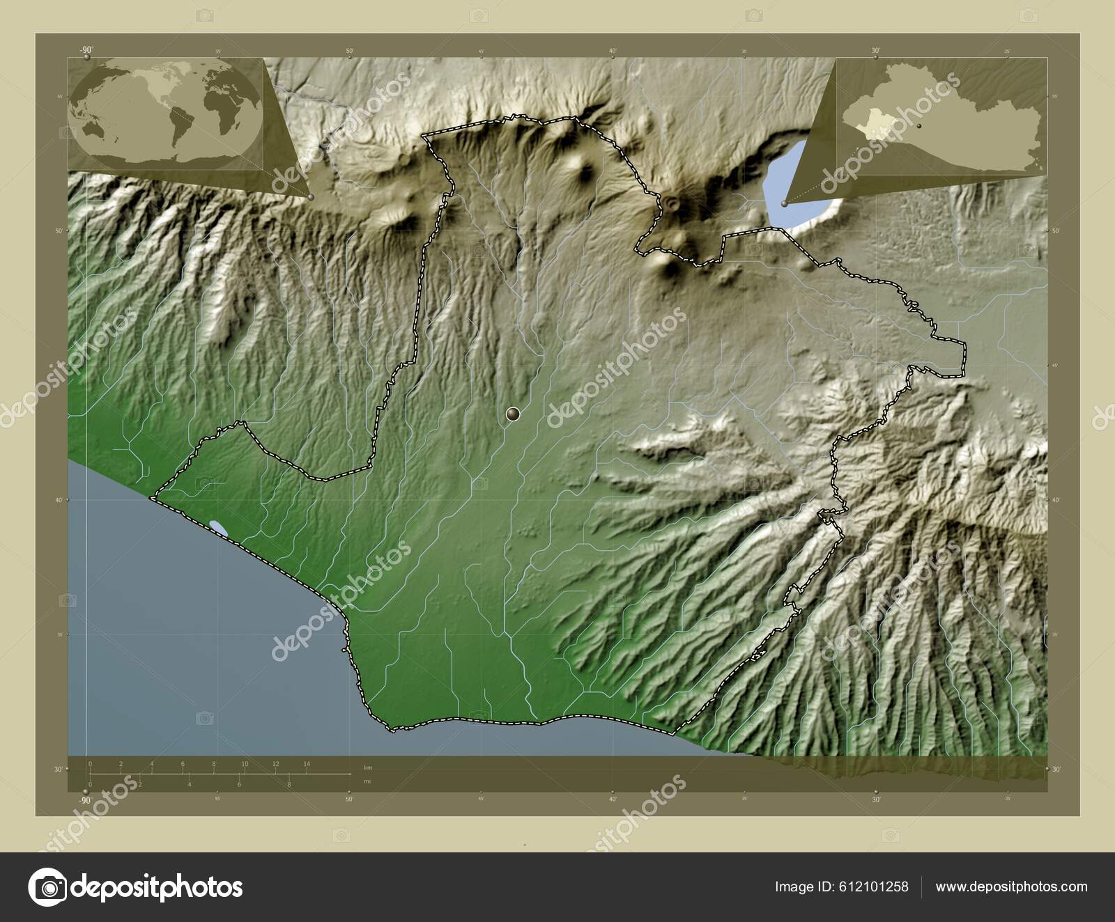 Sonsonate Departamento Salvador Mapa Elevación Coloreado Estilo Wiki ...