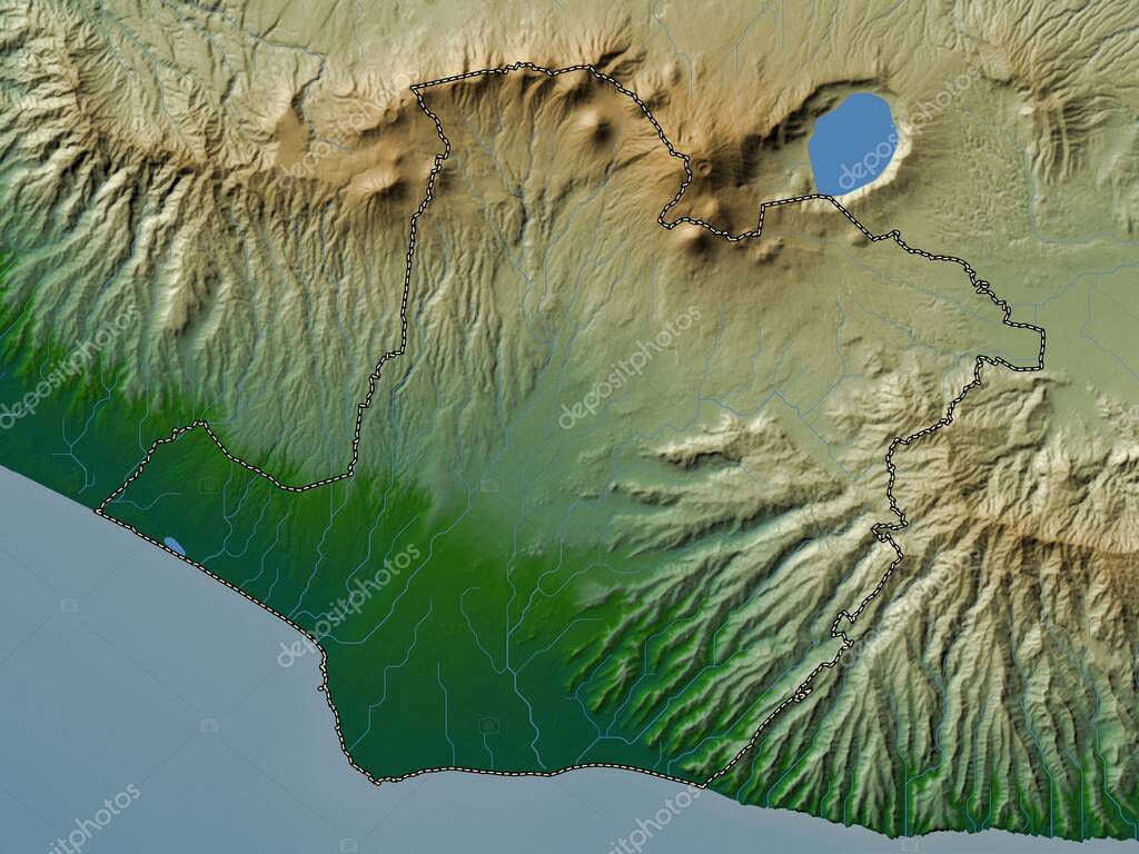 Sonsonate, departamento de El Salvador. Mapa de elevación de colores ...