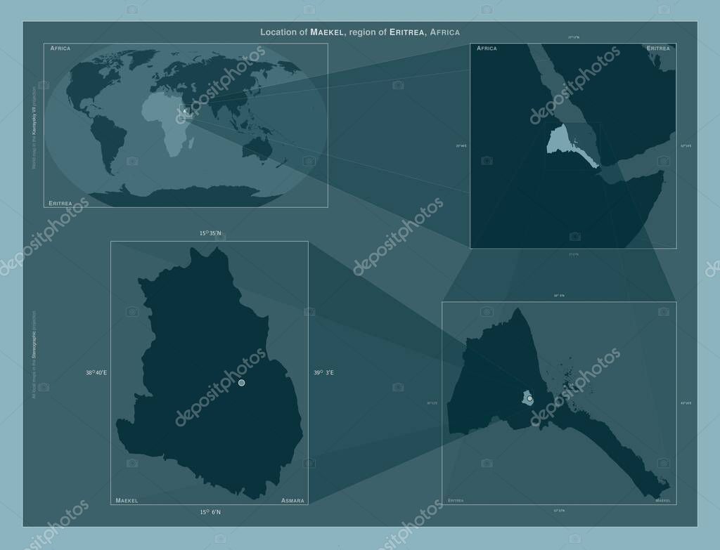 Maekel, región de Eritrea. Diagrama que muestra la ubicación de la ...