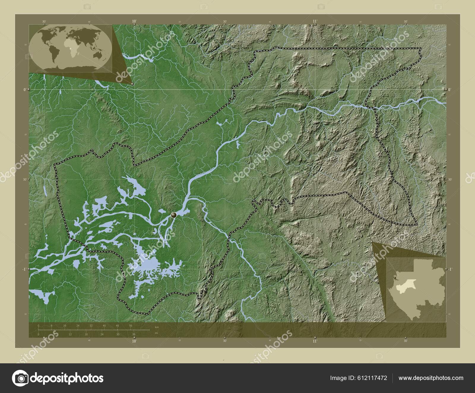 Moyen Ogooue Province Gabon Elevation Map Colored Wiki Style Lakes ...