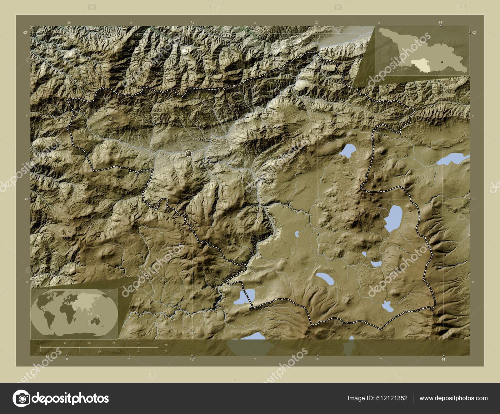 Samtskhe Javakheti Region Georgia Elevation Map Colored Wiki Style Lakes Stock Photo by ©Yarr65 ...
