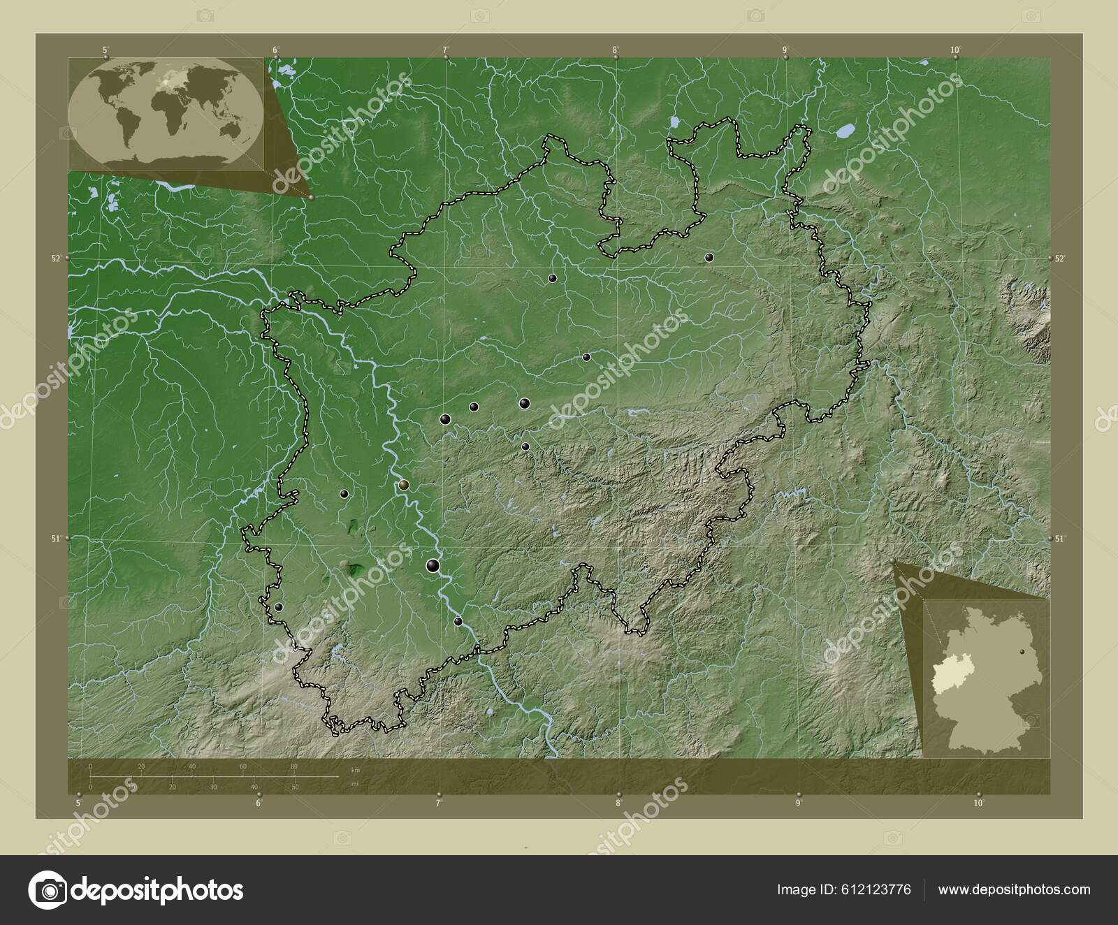 Nordrhein Westfalen State Germany Elevation Map Colored Wiki Style ...