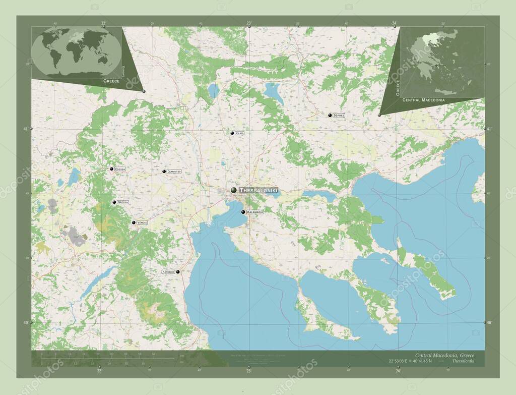 Macedonia Central, administraci n descentralizada de Grecia. Open Street Map. Ubicaciones y ...
