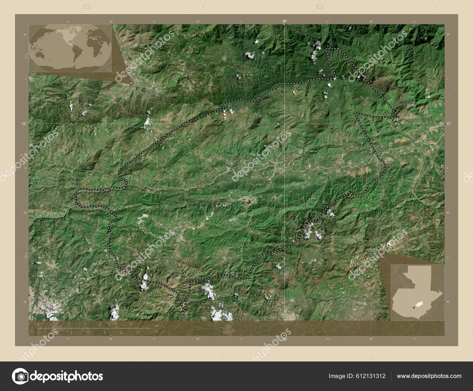 Progreso Department Guatemala High Resolution Satellite Map Corner ...