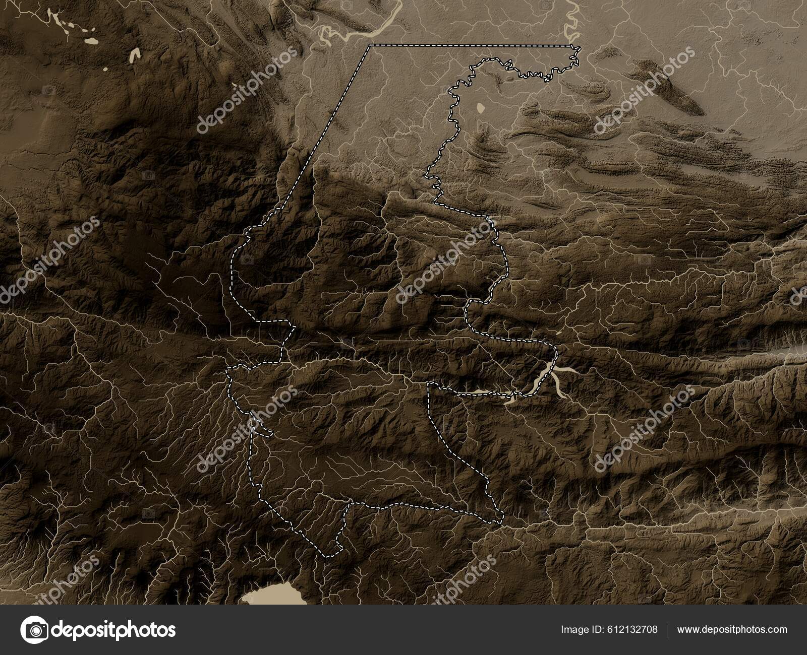 Quiche Departamento Guatemala Mapa Elevación Coloreado Tonos Sepia Con ...
