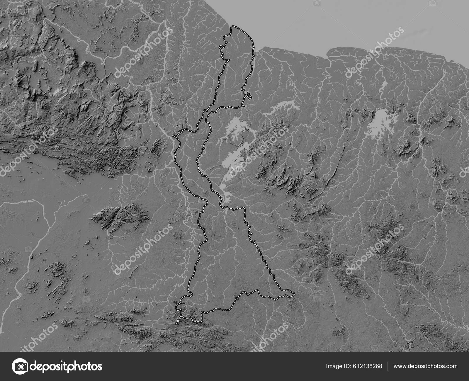 East Berbice Corentyne Region Guyana Bilevel Elevation Map Lakes Rivers ...