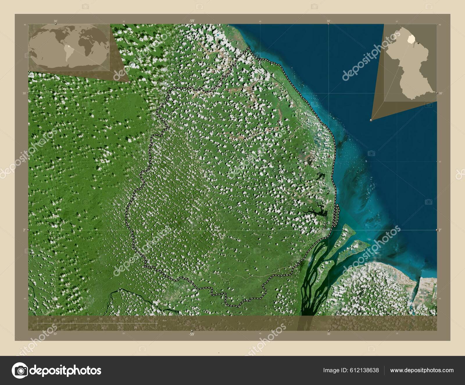 Pomeroon Supenaam Region Guyana High Resolution Satellite Map Locations ...