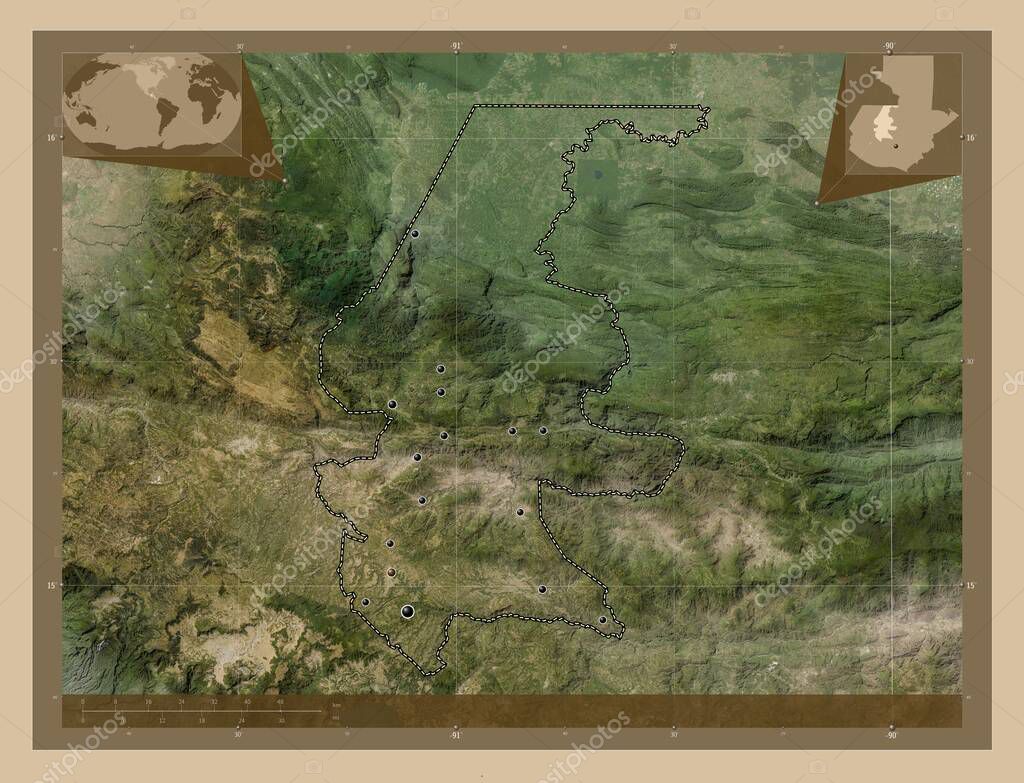 Quiche, departamento de Guatemala. Mapa satelital de baja resolución ...