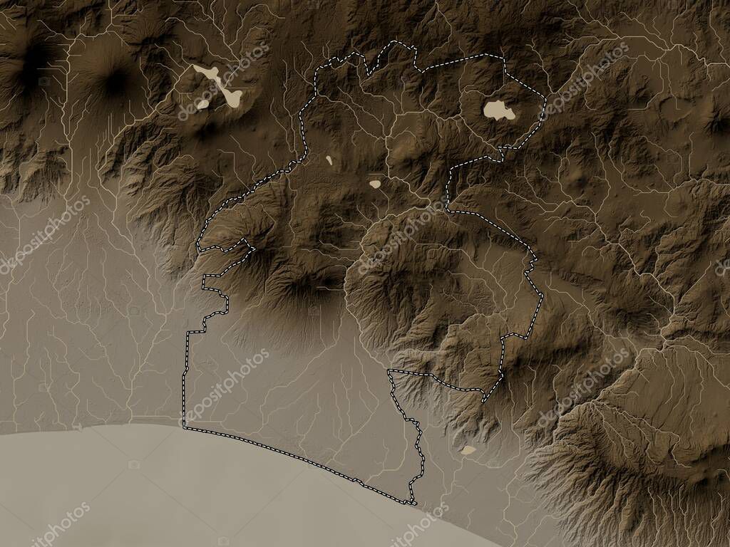Santa Rosa, departamento de Guatemala. Mapa de elevación coloreado en ...