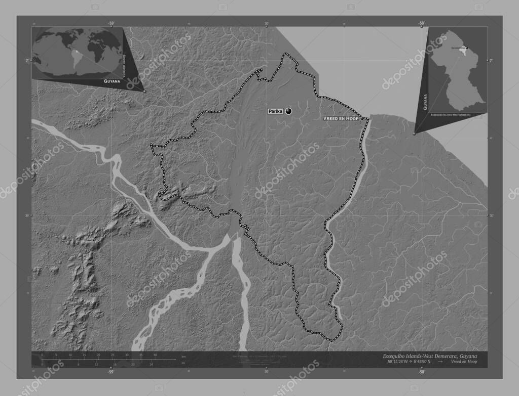 Islas Essequibo-Demerara Occidental, región de Guyana. Mapa de ...