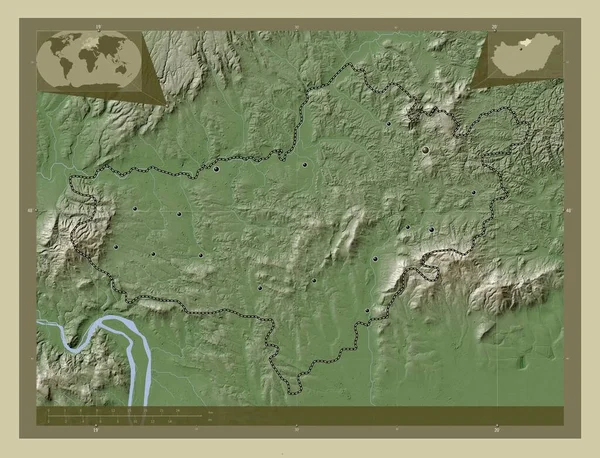 Nograd, county of Hungary. Elevation map colored in wiki style with ...