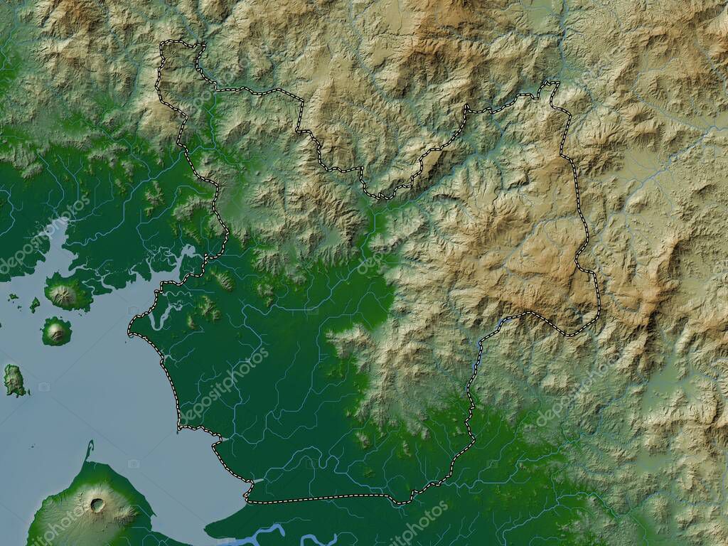 Choluteca, departamento de Honduras. Mapa de elevación de colores con ...