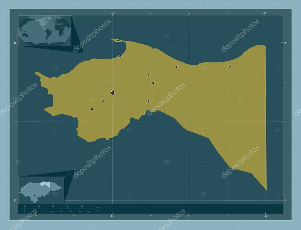 Colón, departamento de Honduras. Forma de color sólido. Ubicaciones de ...