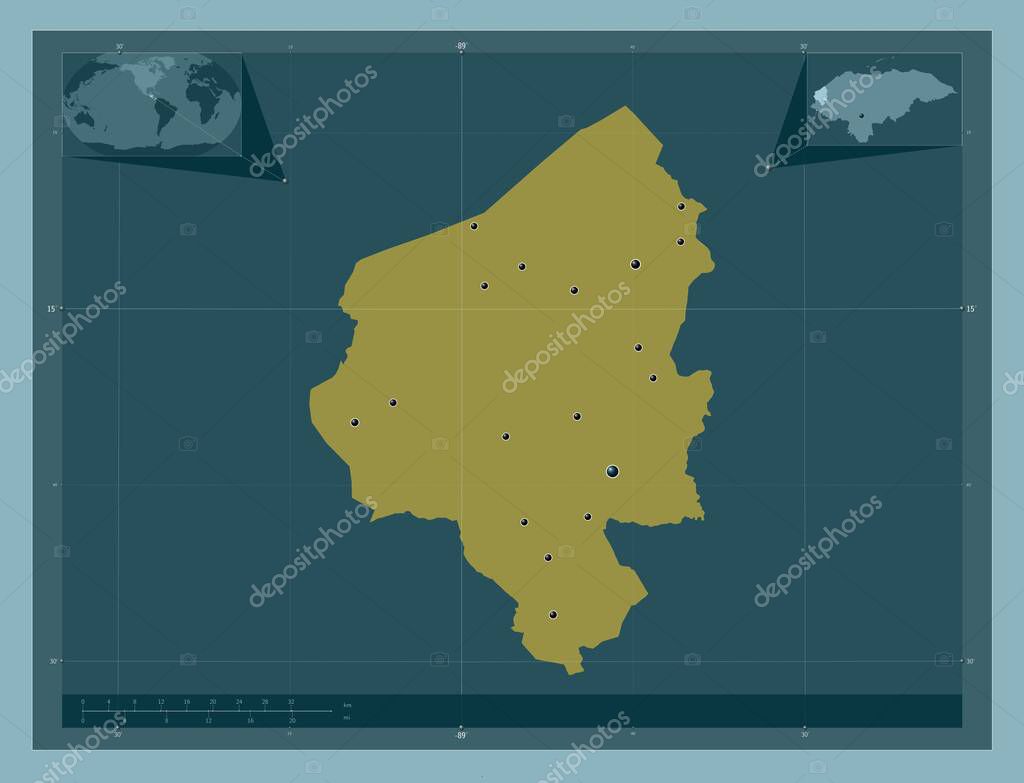 Copán, departamento de Honduras. Forma de color sólido. Ubicaciones de ...