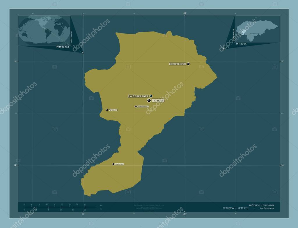 Intibuca, departamento de Honduras. Forma de color sólido. Ubicaciones ...