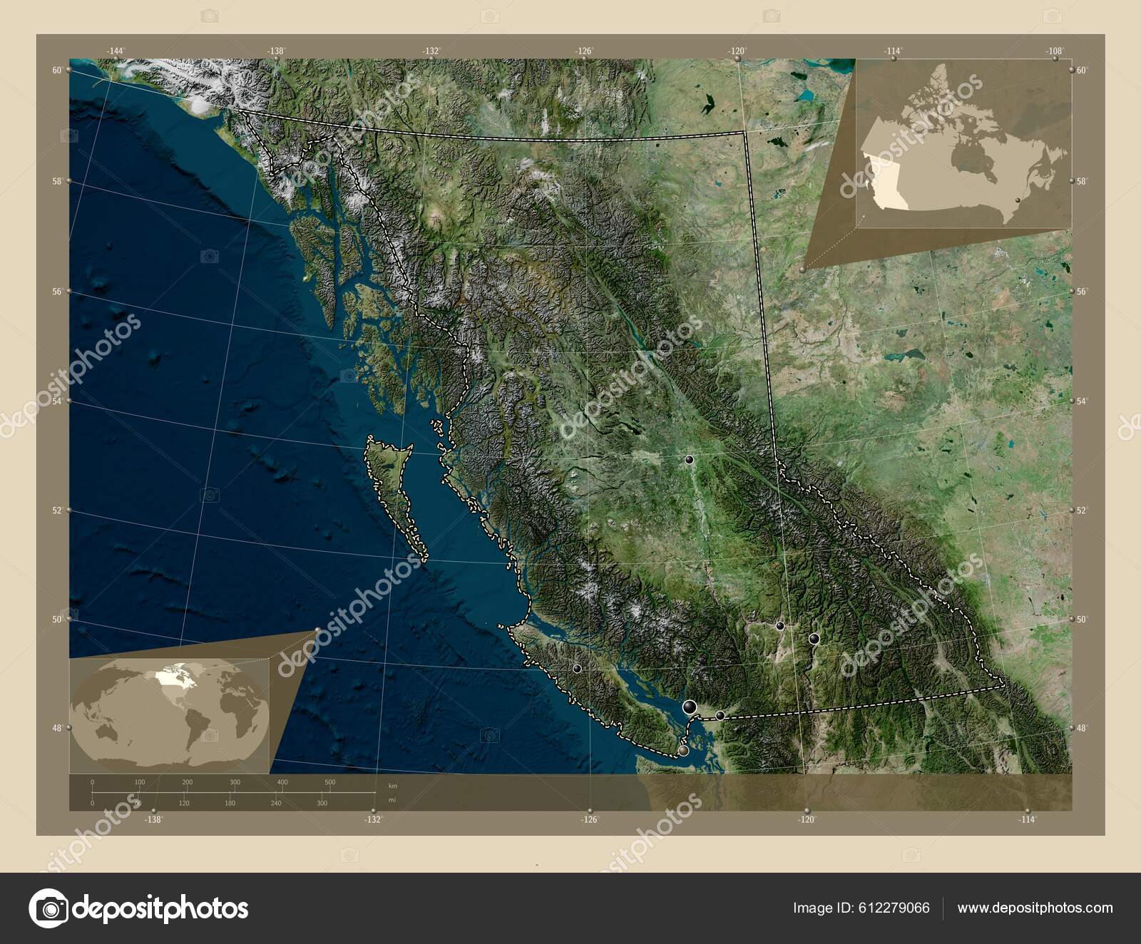 British Columbia Province Canada High Resolution Satellite Map ...
